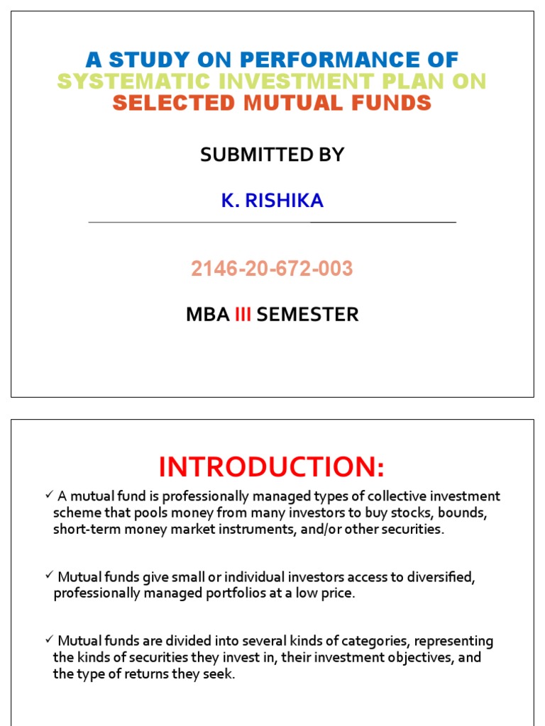 (PPT) Performance of Systematic Investment Plan On Selected Mutual ...