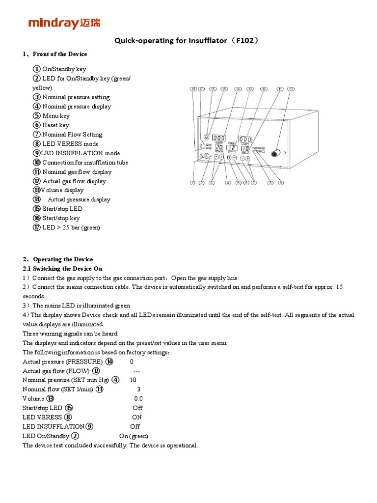 Insufflator F102 Operating Guide | PDF | Manufactured Goods