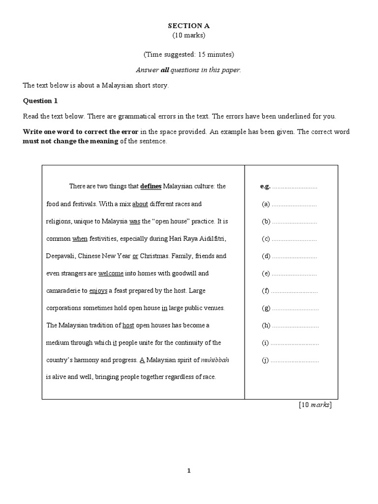 Form 1 Mid Year Exam Paper English | PDF | Malaysia