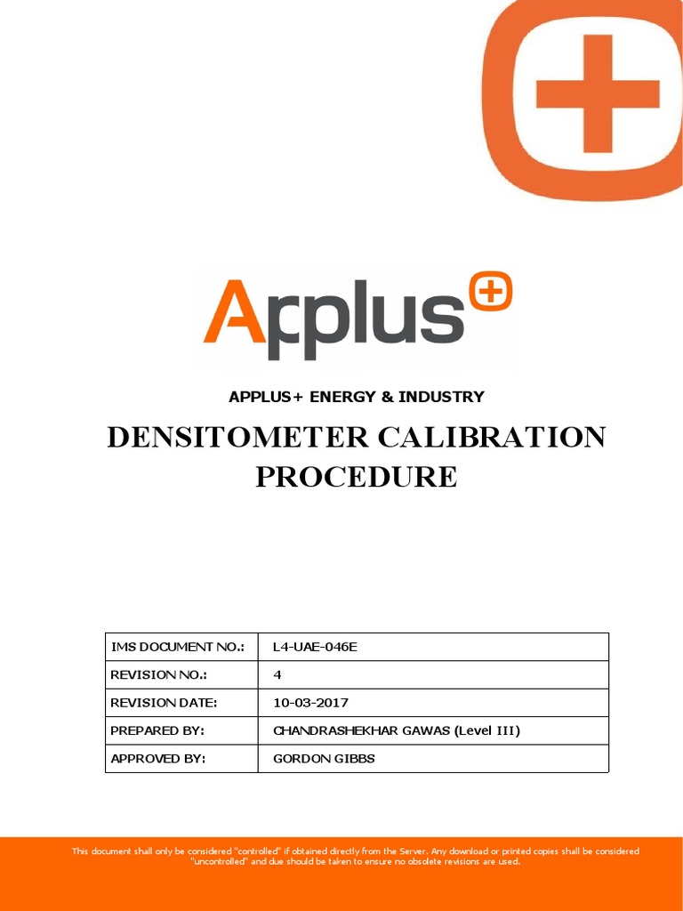 L4-UAE-046E (Rev 4) Densitometer Calibration Procedure | PDF ...