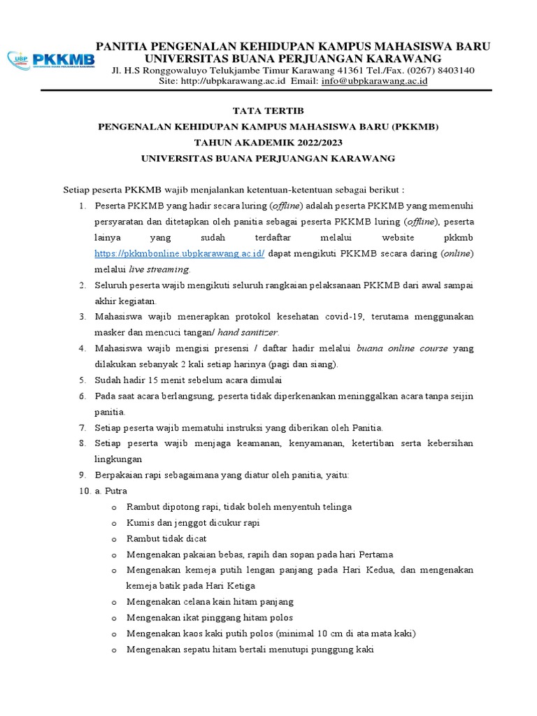 TATA TERTIB PKKMB 2022 Signed | PDF