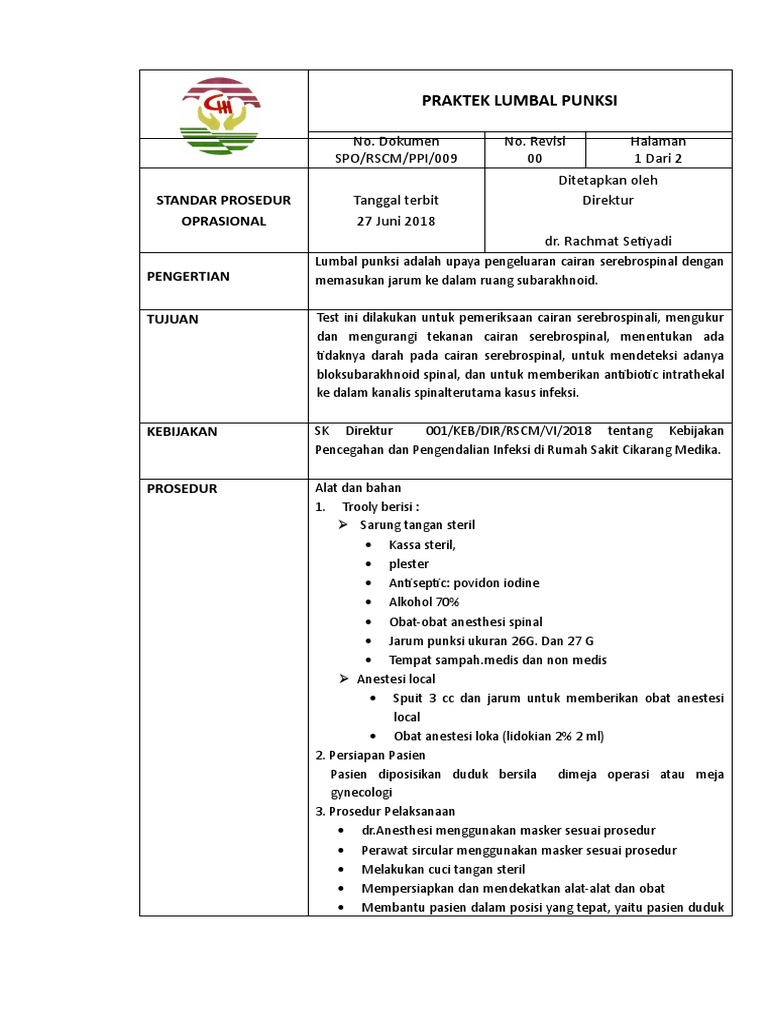 Prosedur Lumbal Pungsi | PDF