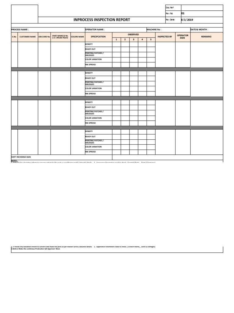 First Piece Approval Inspection Report | PDF | Printing