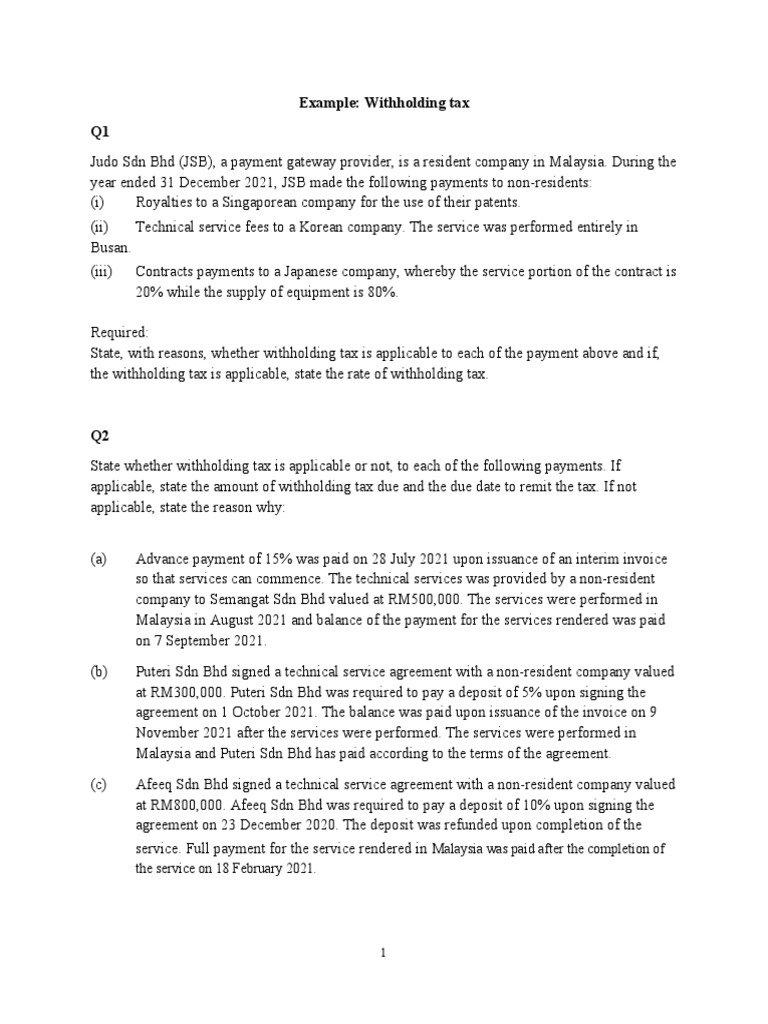 Example Withholding Tax | PDF | Payments | Taxes