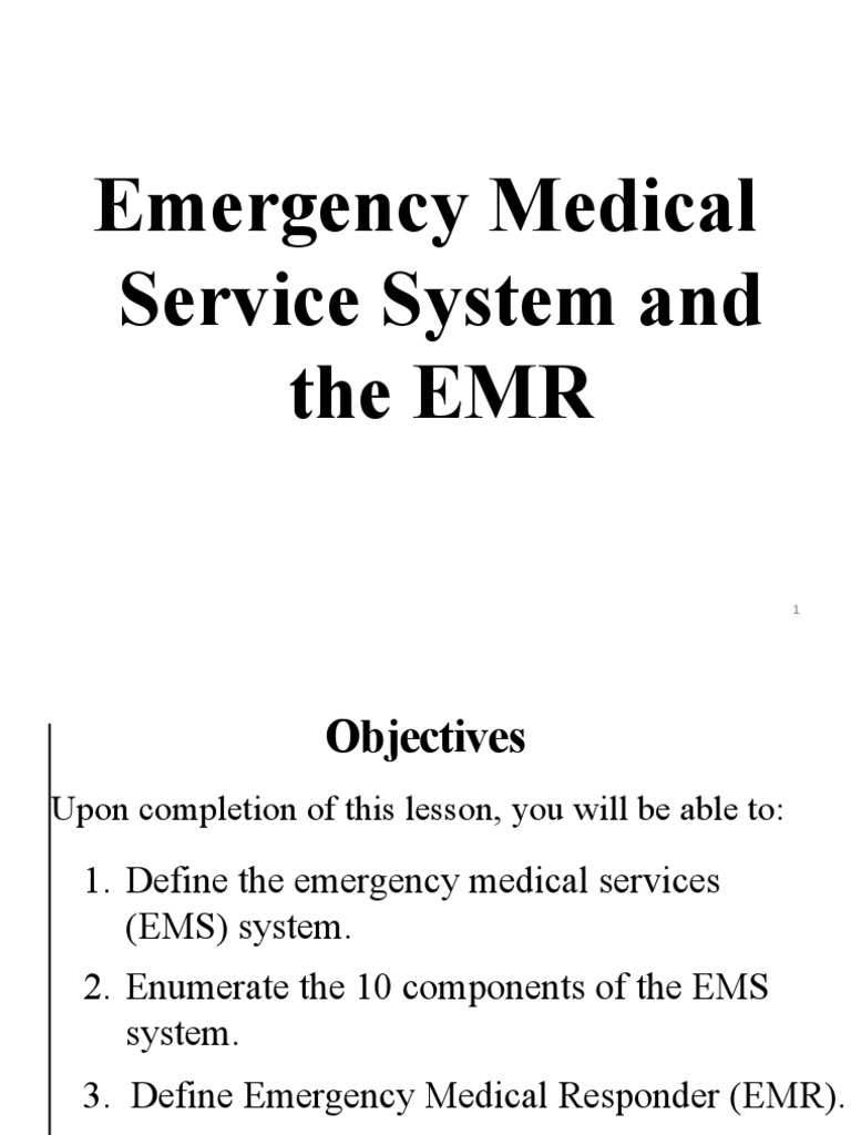 1 - Introduction To EMS Systems | PDF | Emergency Medical Technician ...
