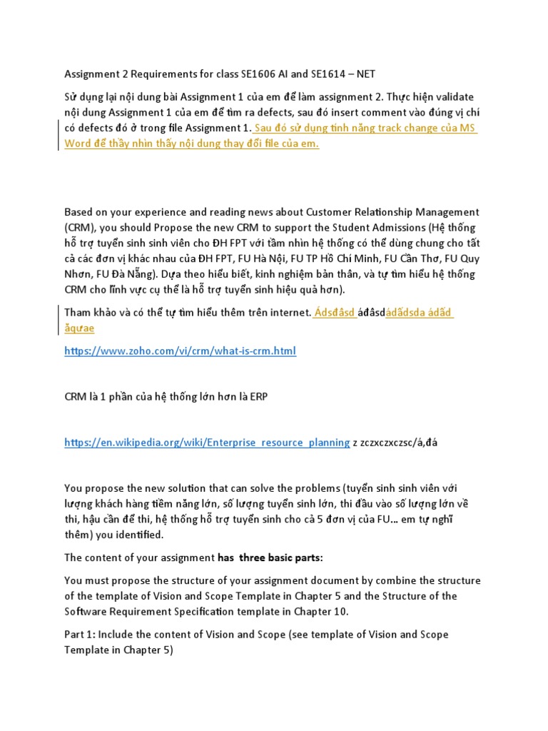 Assignment 2 Requirements For SWR302 Class SE1606 AI and SE1614 - NET | PDF