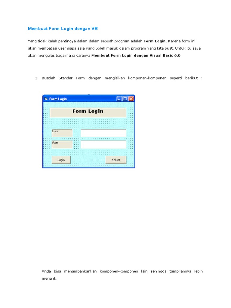 Membuat Form Login Dengan VB | PDF