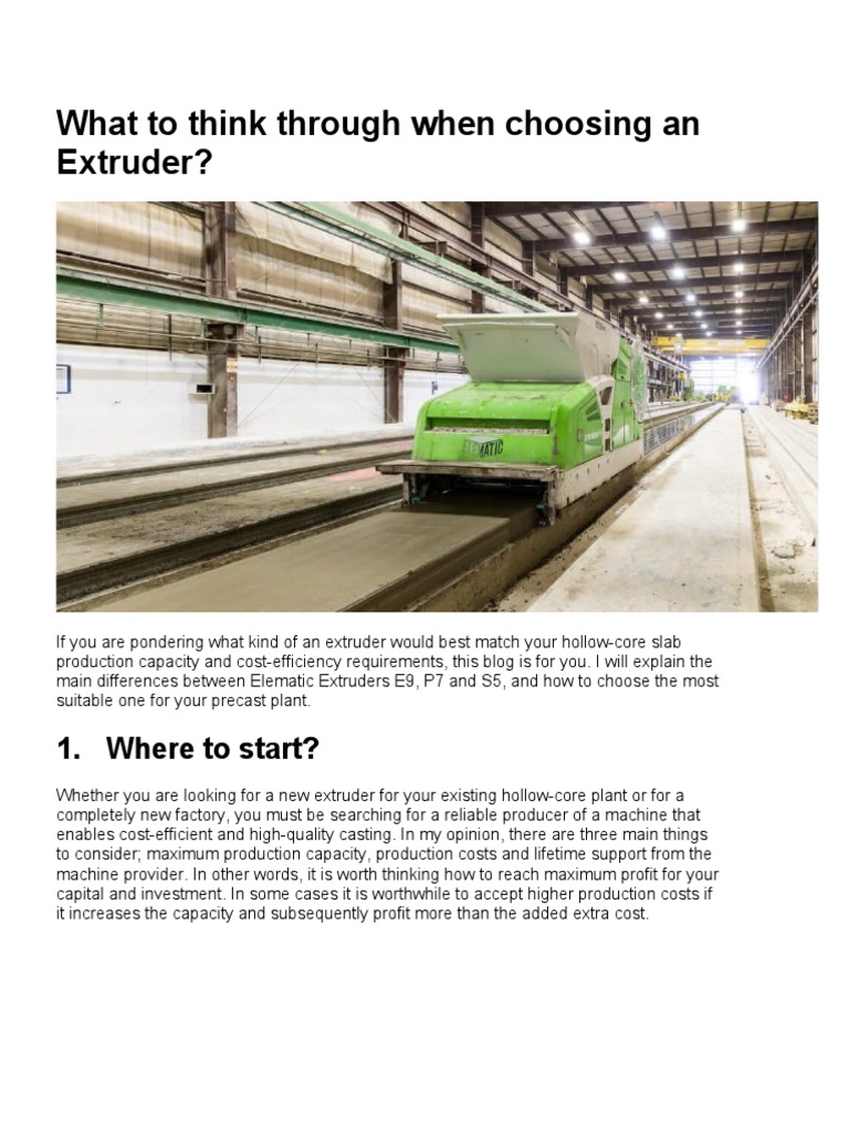 Elematic E9 Extruder | PDF | Concrete | Extrusion