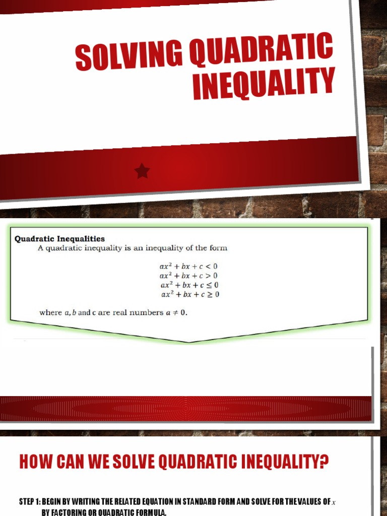 Solving Quadratic Inequality Pdf