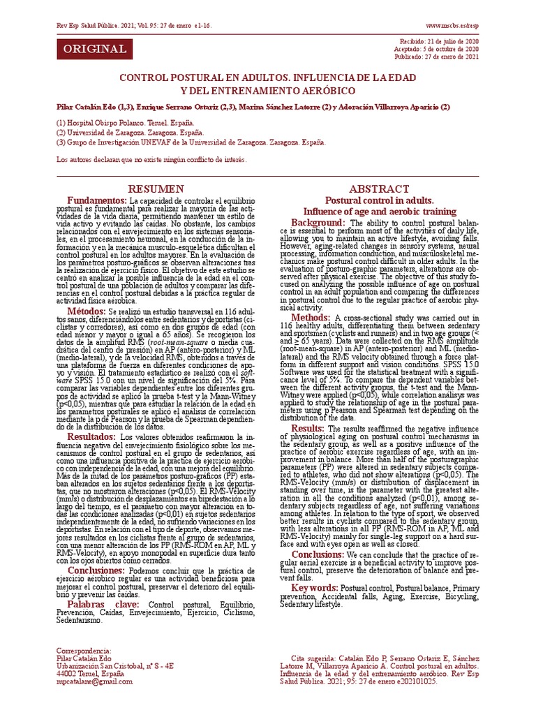 Control Postural en Adultos | Descargar gratis PDF | Vejez