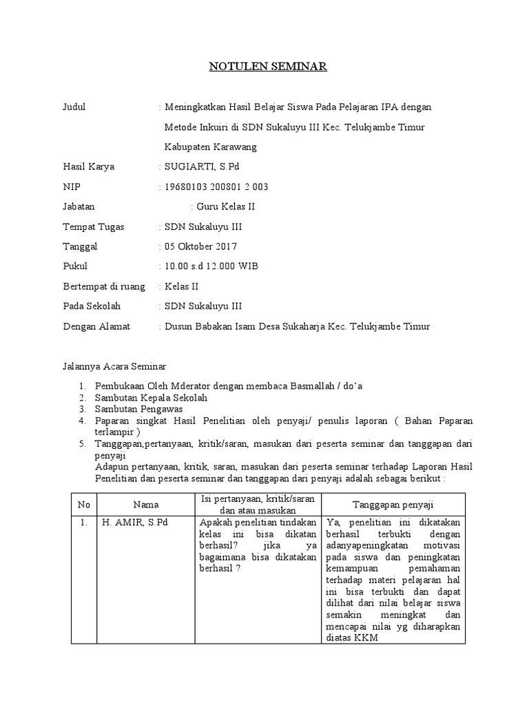Notulen Seminar | PDF