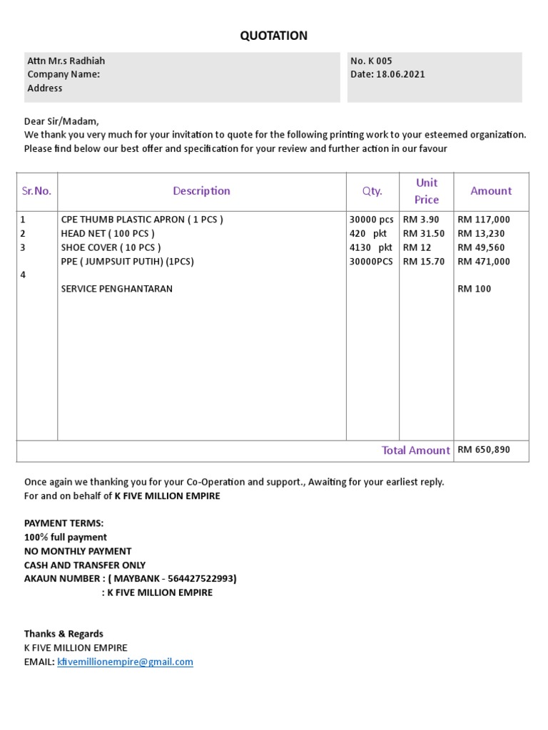 Quotation K005 | PDF