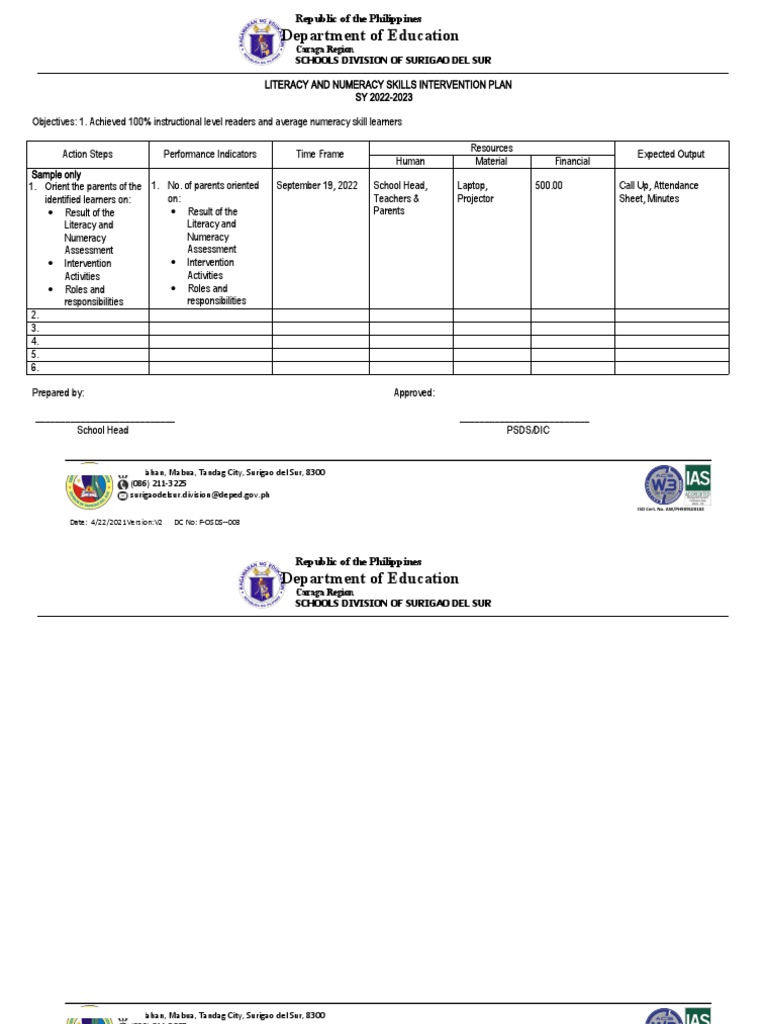 Literacy Intervention Plan | PDF | Literacy | Education Theory