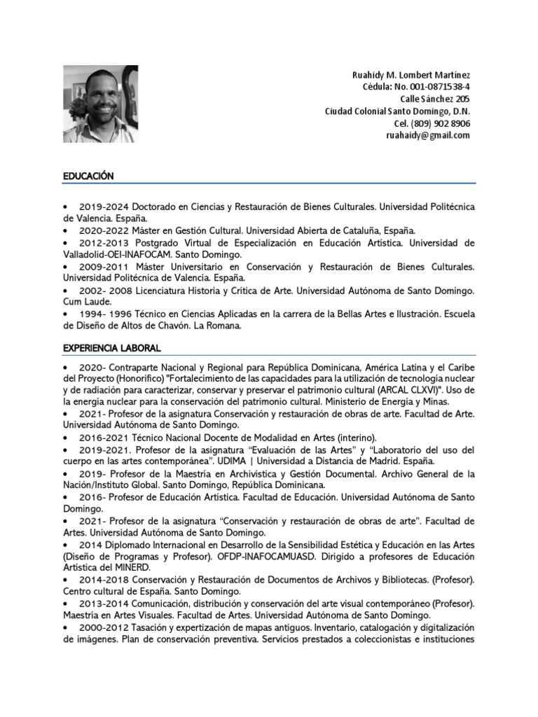 CV Ruahidy Lombert 2022 | PDF | República Dominicana | Universidad
