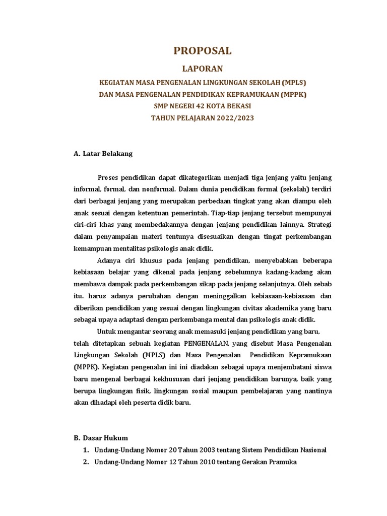 LAPORAN KEGIATAN MPLS Dan ORIENTASI KEPRAMUKAAN 2022 | PDF