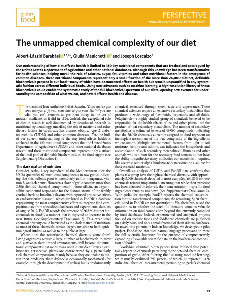 Unmapped chemical complexity of our diet | PDF | Foods | Cardiovascular ...