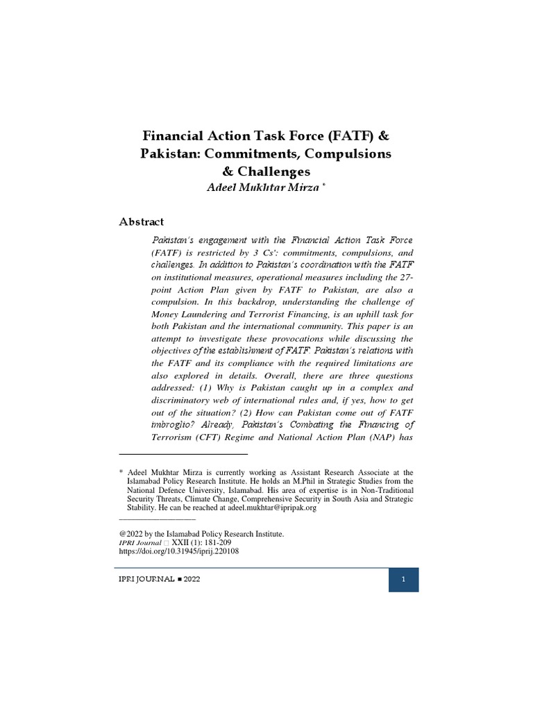 FATF & Pakistan | PDF | Money Laundering | Terrorism Financing