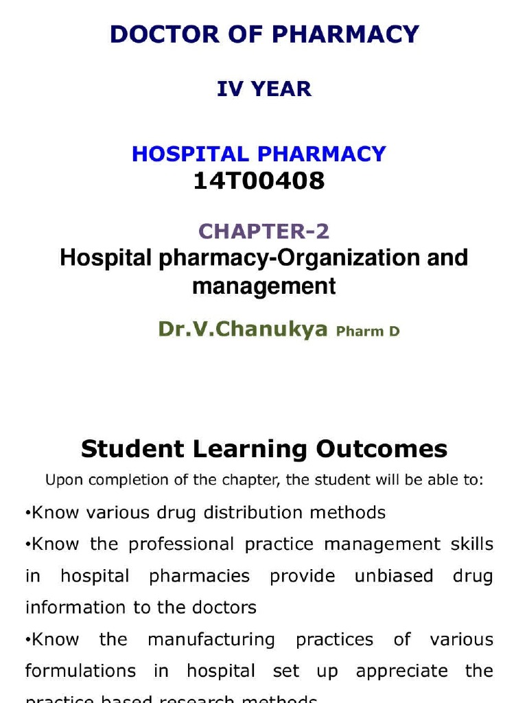 2 Hospital Pharmacy Organisation and Manage Ment | PDF