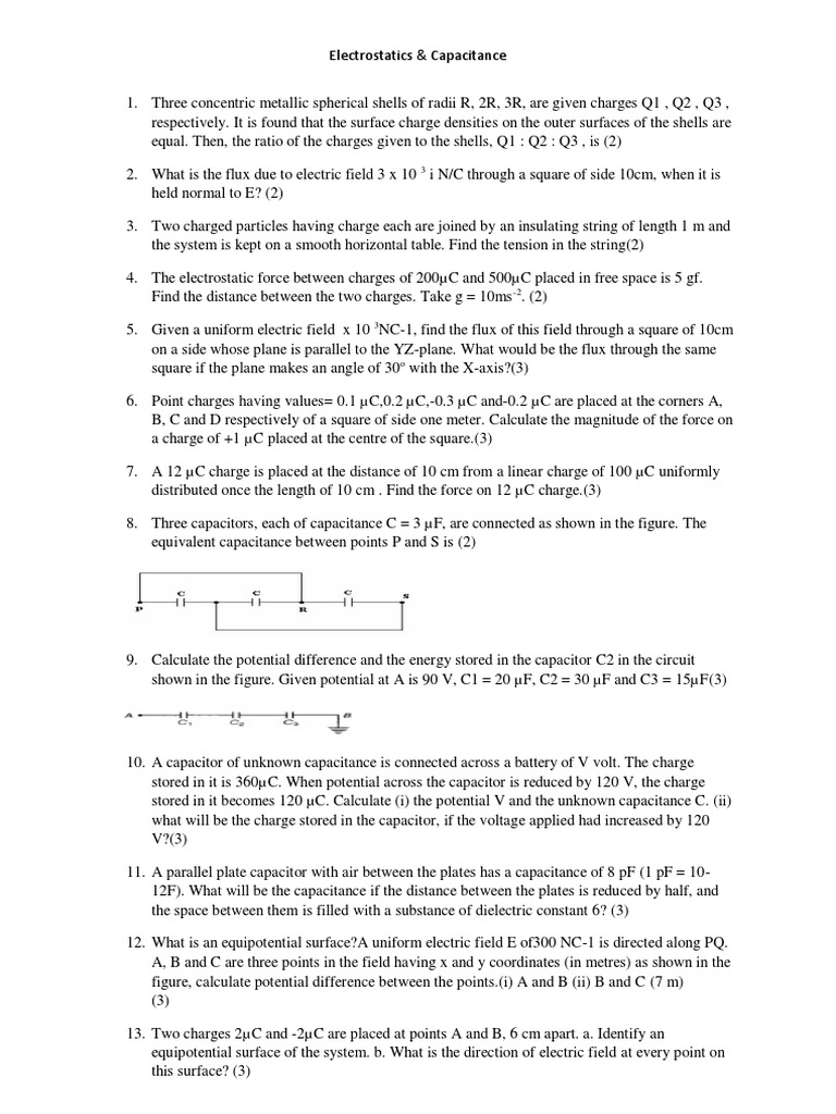 Electrostatics & Capacitance | PDF | Capacitor | Physics