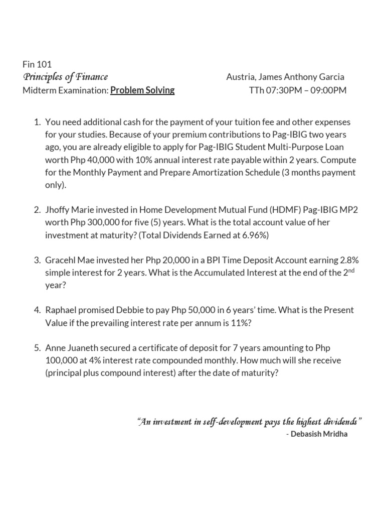 Midterm Examination - Problem Solving 3183 | PDF
