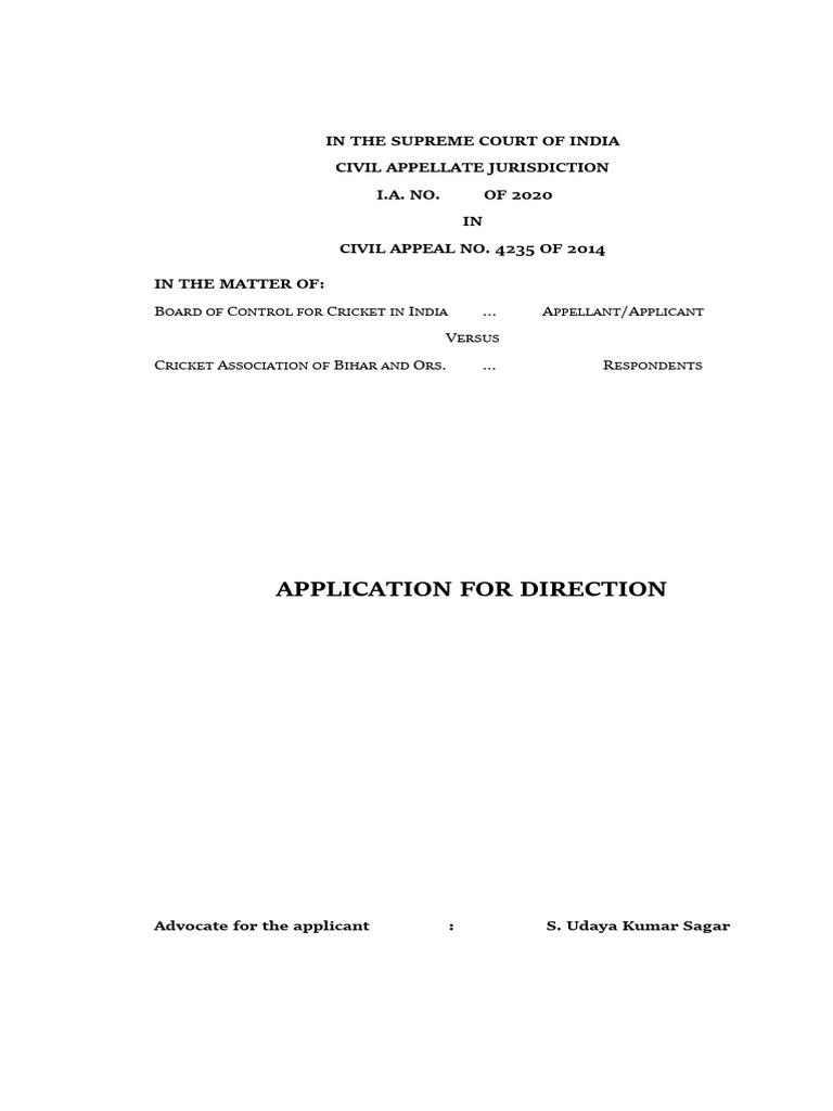 BCCI Amendment Application 2020 | PDF | Supreme Court Of India ...