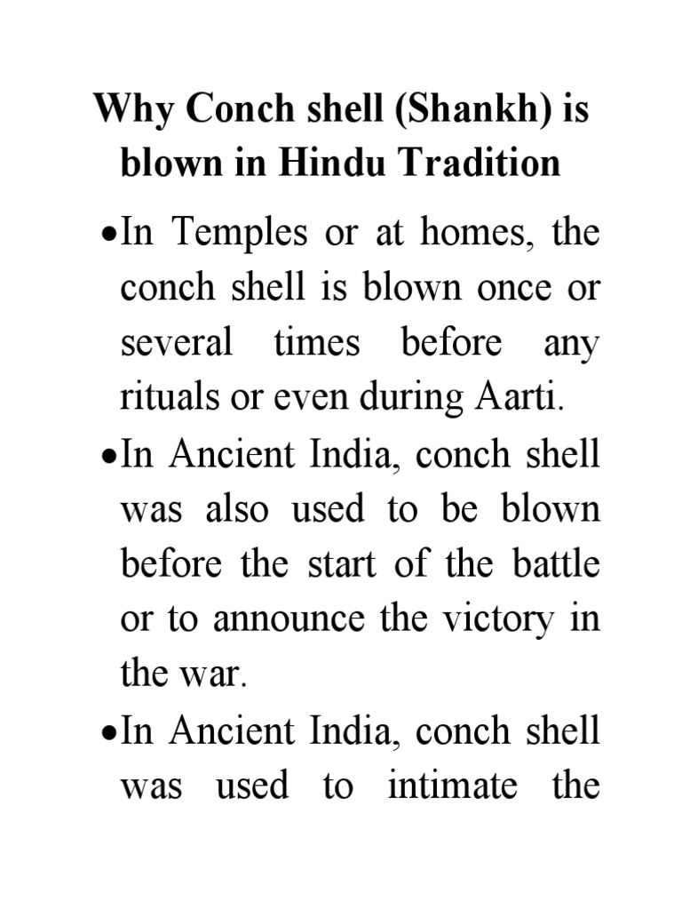 Significance of Blowing Conch Shells | PDF | Indian Religions | Hindu ...