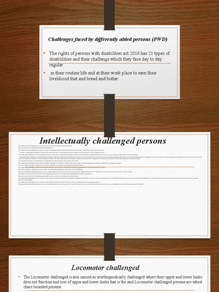Challenges Faced by Differently Abled Persons (PWD Tarun | PDF ...