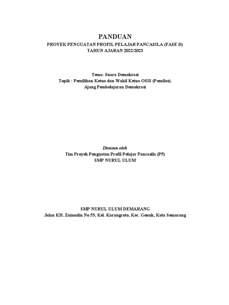 Panduan Pemilos SMP Nurul Ulum | PDF