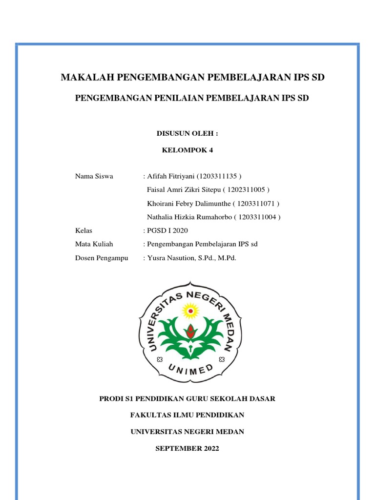 Makalah Kelompok 4 Pengembangan Pembelajaran Ips SD - Pengembangan Penilaian Pembelajaran Ips SD ...