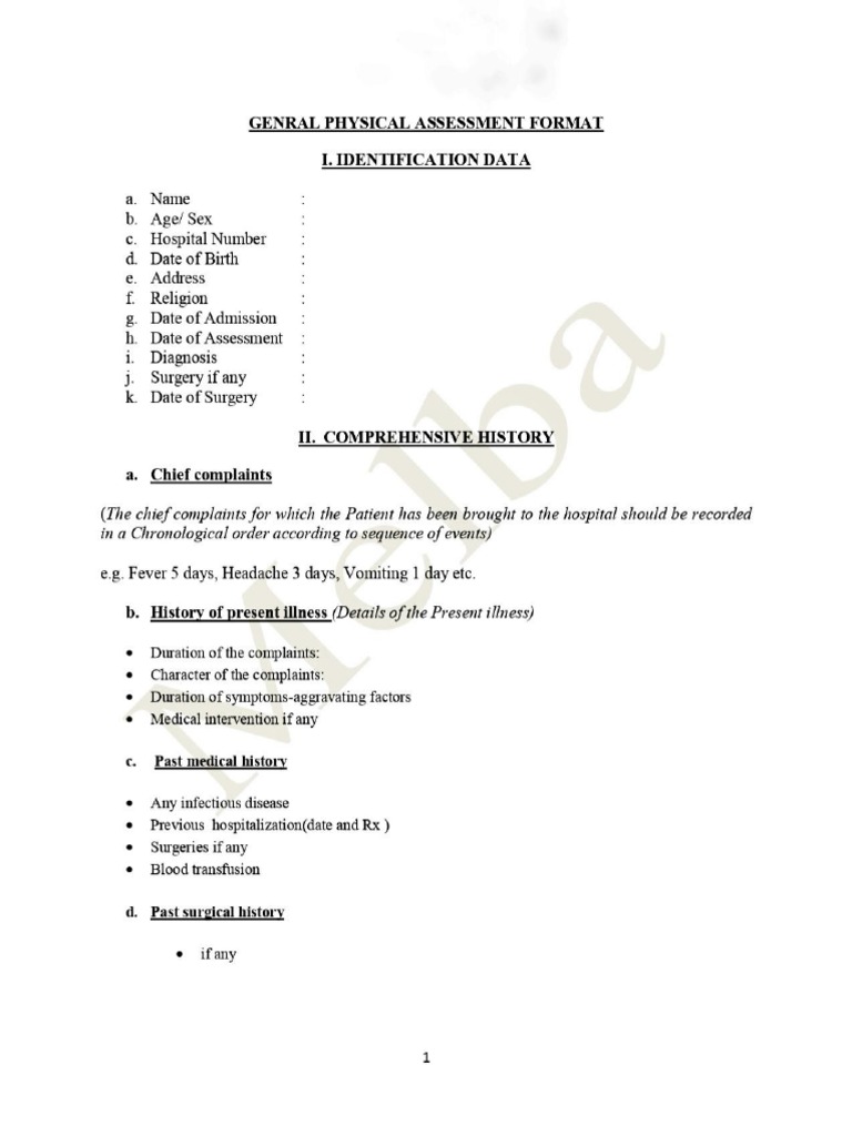 Physical Examination Format | PDF