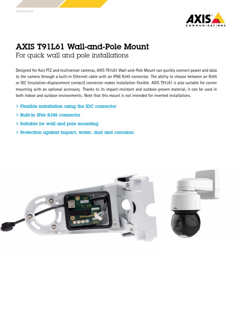 Datasheet Axis t91l61 Wall and Pole Mount en US 282635 | PDF ...
