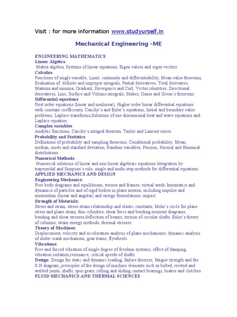 GATE Mechanical Engineering | PDF | Stress (Mechanics) | Heat Transfer