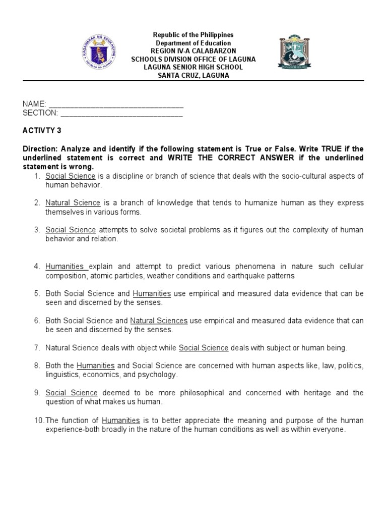 Week 3 Worksheet | Download Free PDF | Science | Social Sciences Week 3 Worksheet | Download Free PDF | Science | Social Sciences