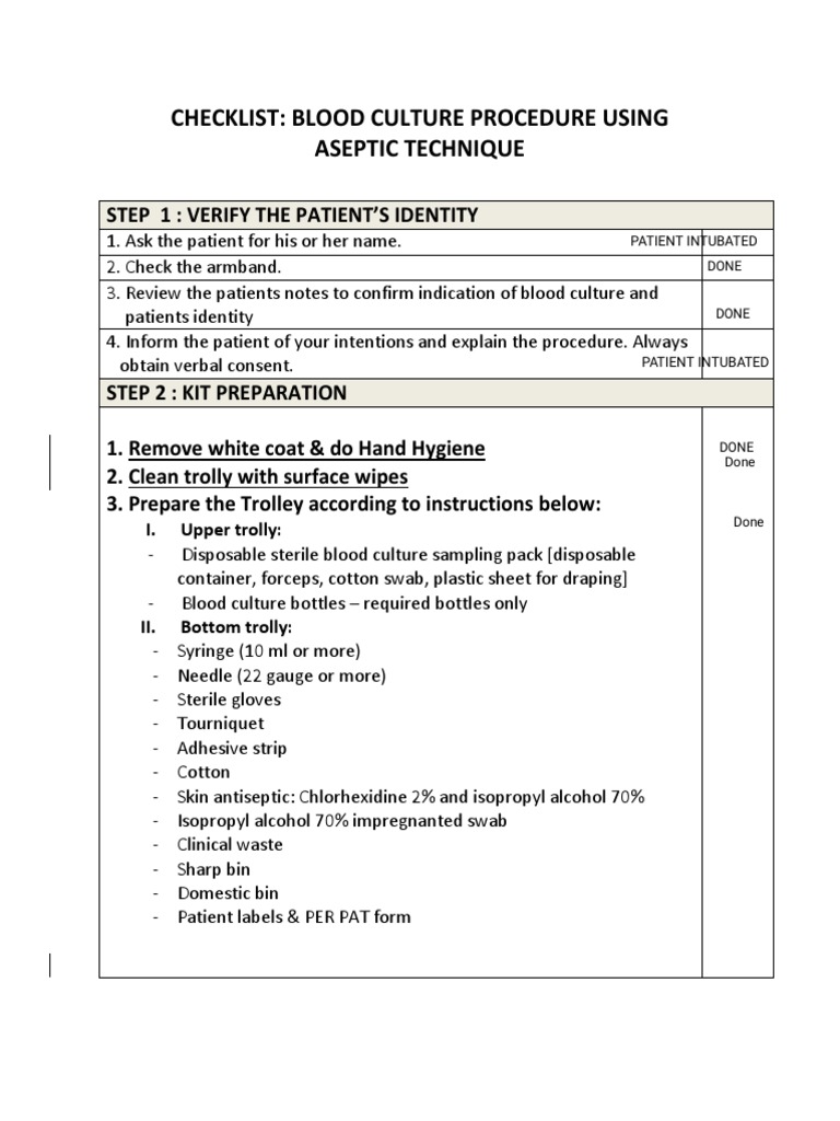 Checklist Blood Culture NZZ - Edit | PDF | Clinical Medicine | Medicine
