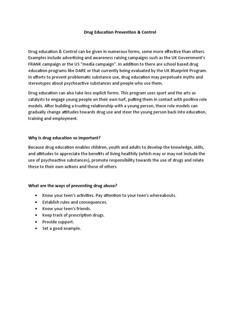 Drug Education Prevention | PDF