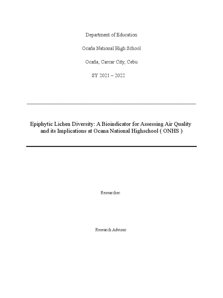 Epiphytic Lichen Diversity: A Bioindicator For Assessing Air Quality ...
