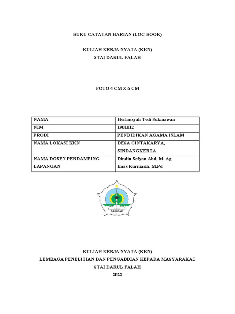 Log Book KKN STAI Darul Falah 2022 | PDF