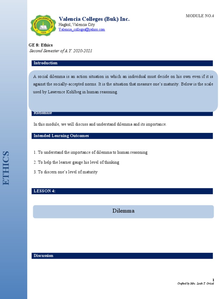 Ethics Module 4 | PDF | Morality | Conscience
