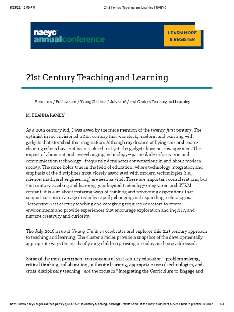 21st Century Teaching and Learning - NAEYC | PDF | Teachers | Science ...