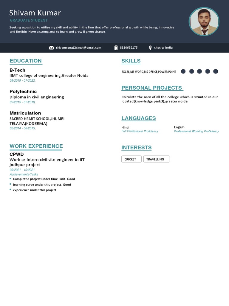Shivam Kumar's Civil Engineer Resume | PDF