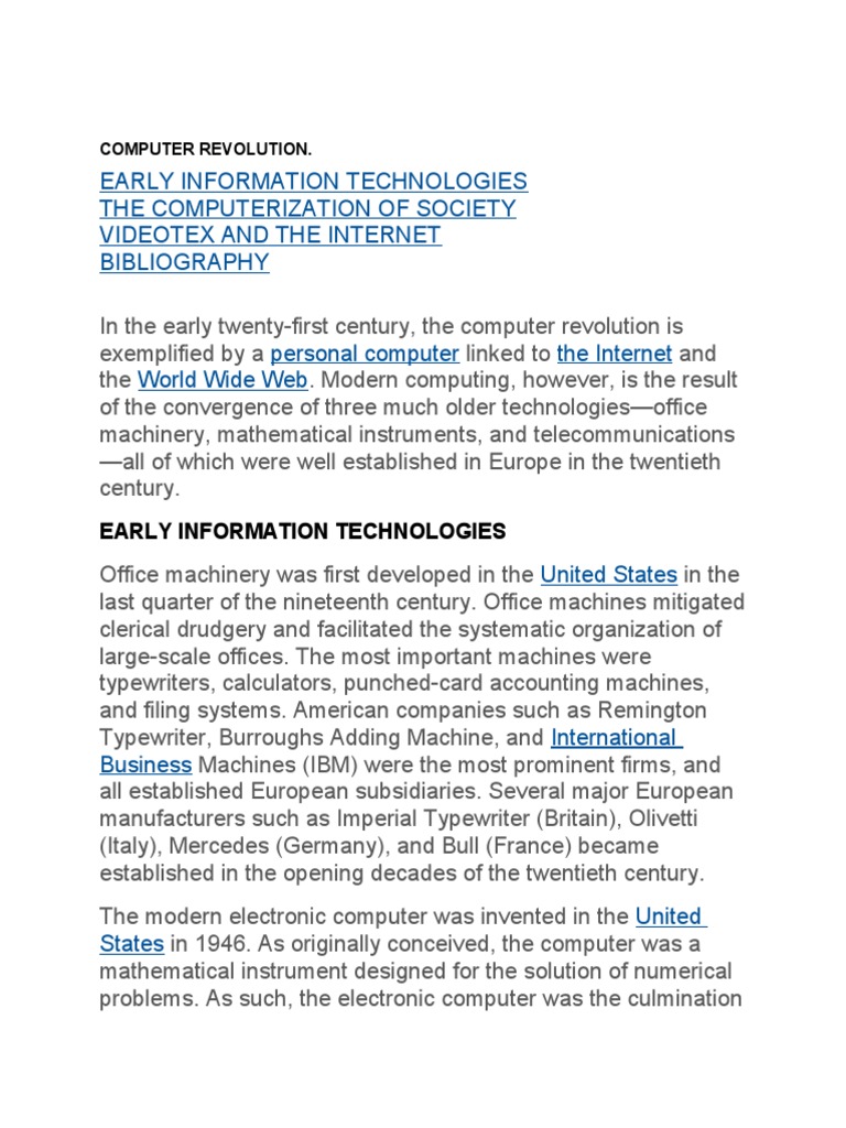 Computer Revolution | PDF | Internet | Personal Computers