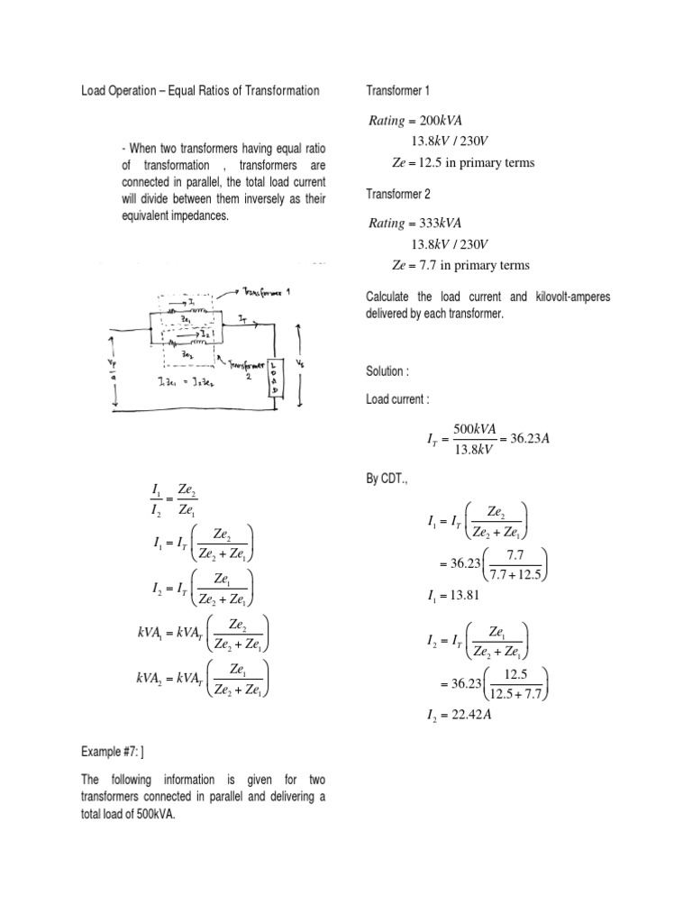 004 Load Operation - Equal Ratios of Transformation | PDF | Transformer ...