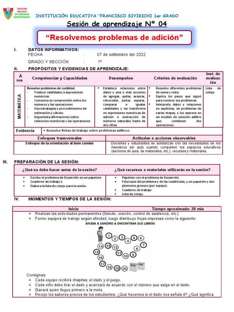 Problemas Aditivos para Primer Grado | PDF | Matemática Elemental ...