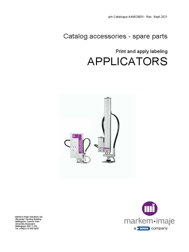 Markem-Imaje 2200 Applicator Parts Guide | PDF | Valve | Electrical ...