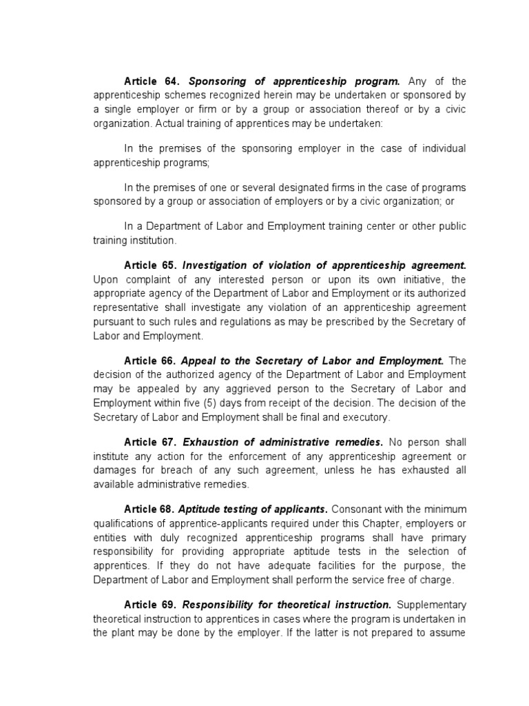 Article 64 | PDF | Apprenticeship | Employment
