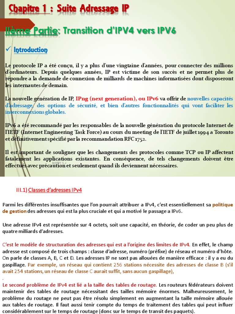Chap1 Les Adressages Classless-2ème Partie | PDF | I Pv6 | Multidiffusion