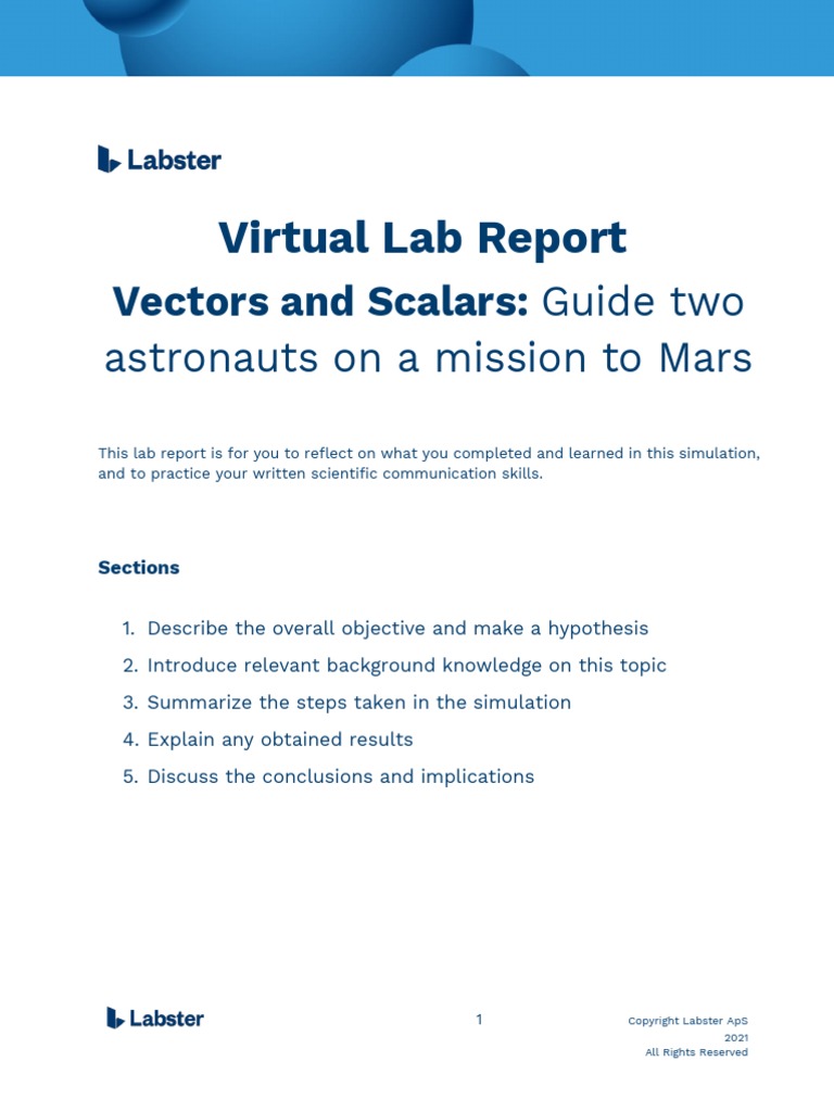 Virtual Lab Report Vectors and Scalars Guide Two Astronauts On A | PDF | Euclidean Vector ...