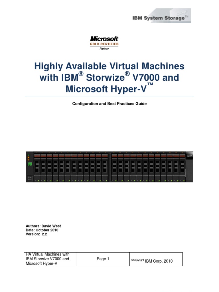 Highly Available Virtual Machines With IBM Storwize V7000 and Microsoft Hyper-V | PDF | Hyper V ...