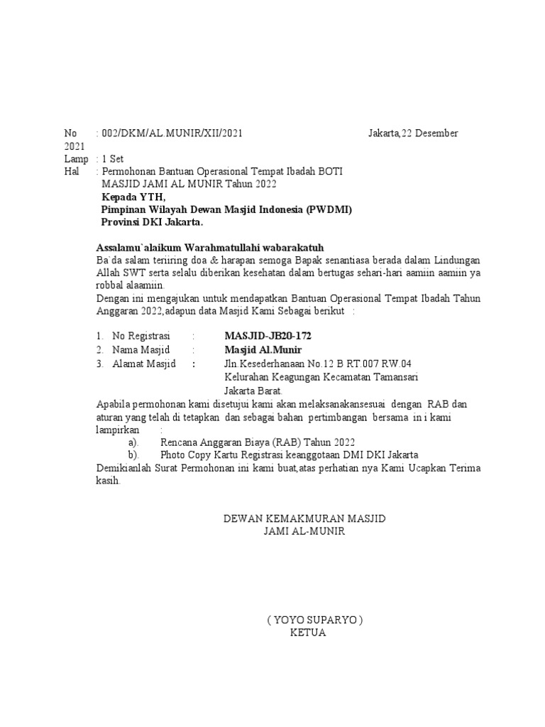 Contoh Surat Permohonan Dan RAB | PDF