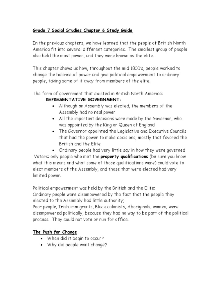 Grade 7 Social Studies Chapter 6 Study Guide | Download Free PDF ...